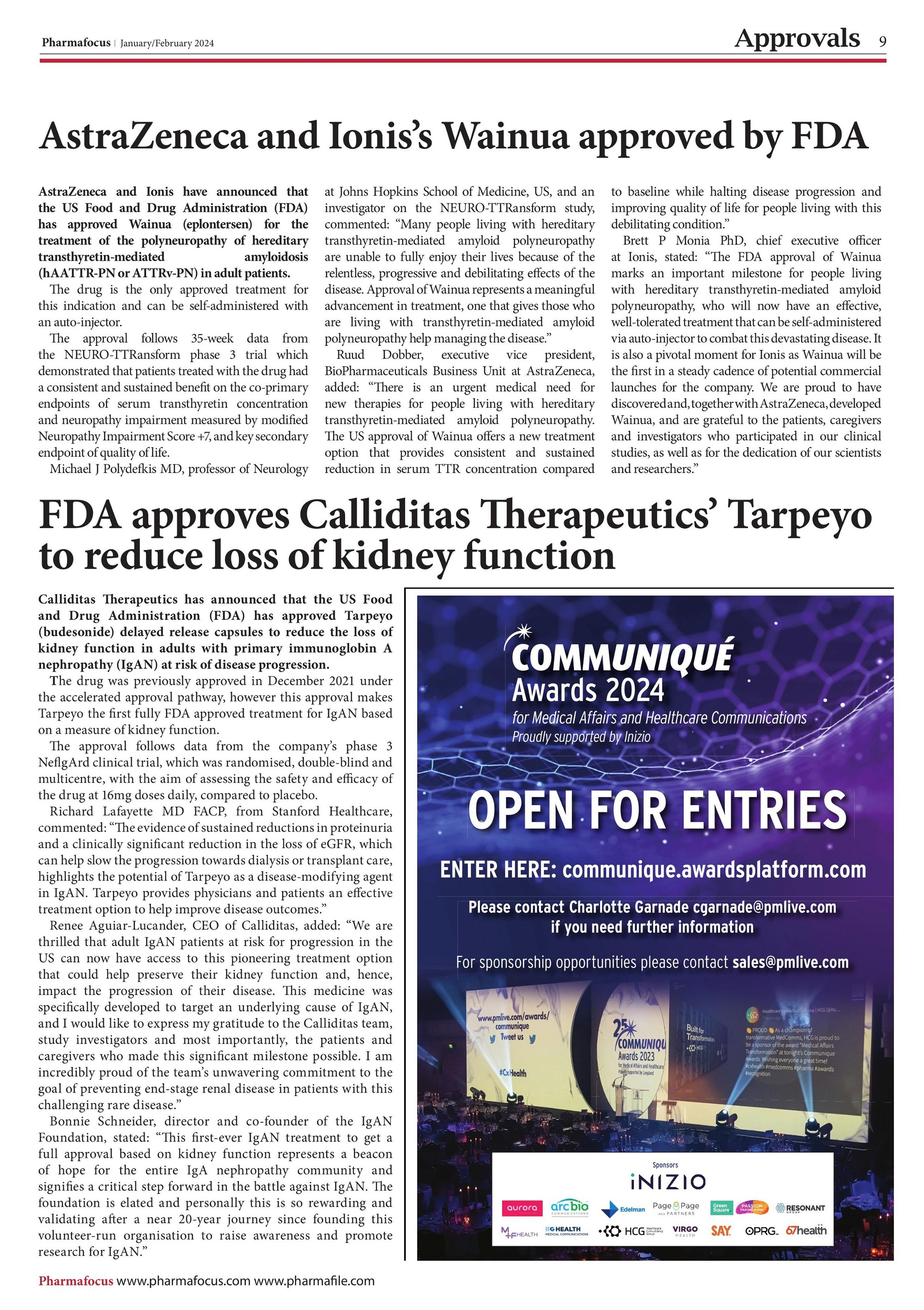 FDA approves Calliditas Therapeutics’ Tarpeyo to reduce loss of kidney ...