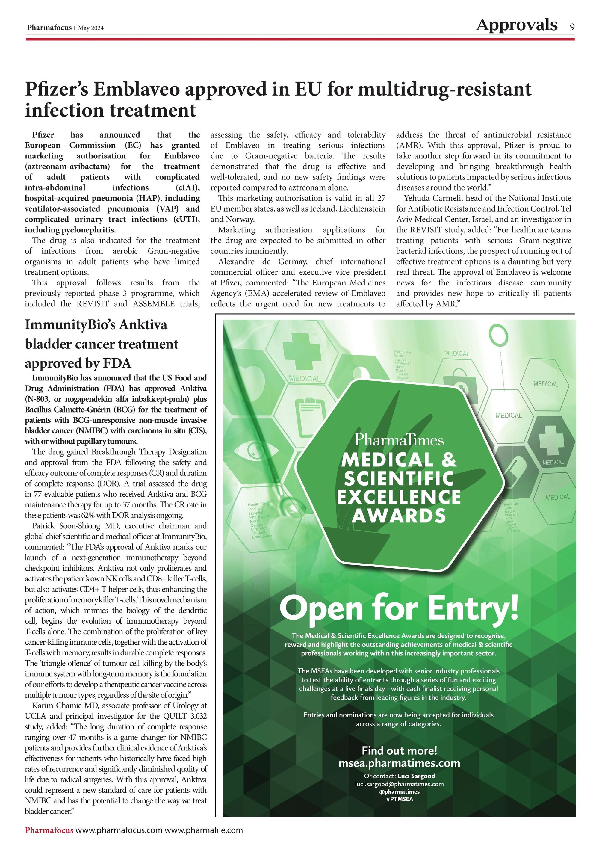 Pfizer’s Emblaveo approved in EU for multidrug-resistant infection ...