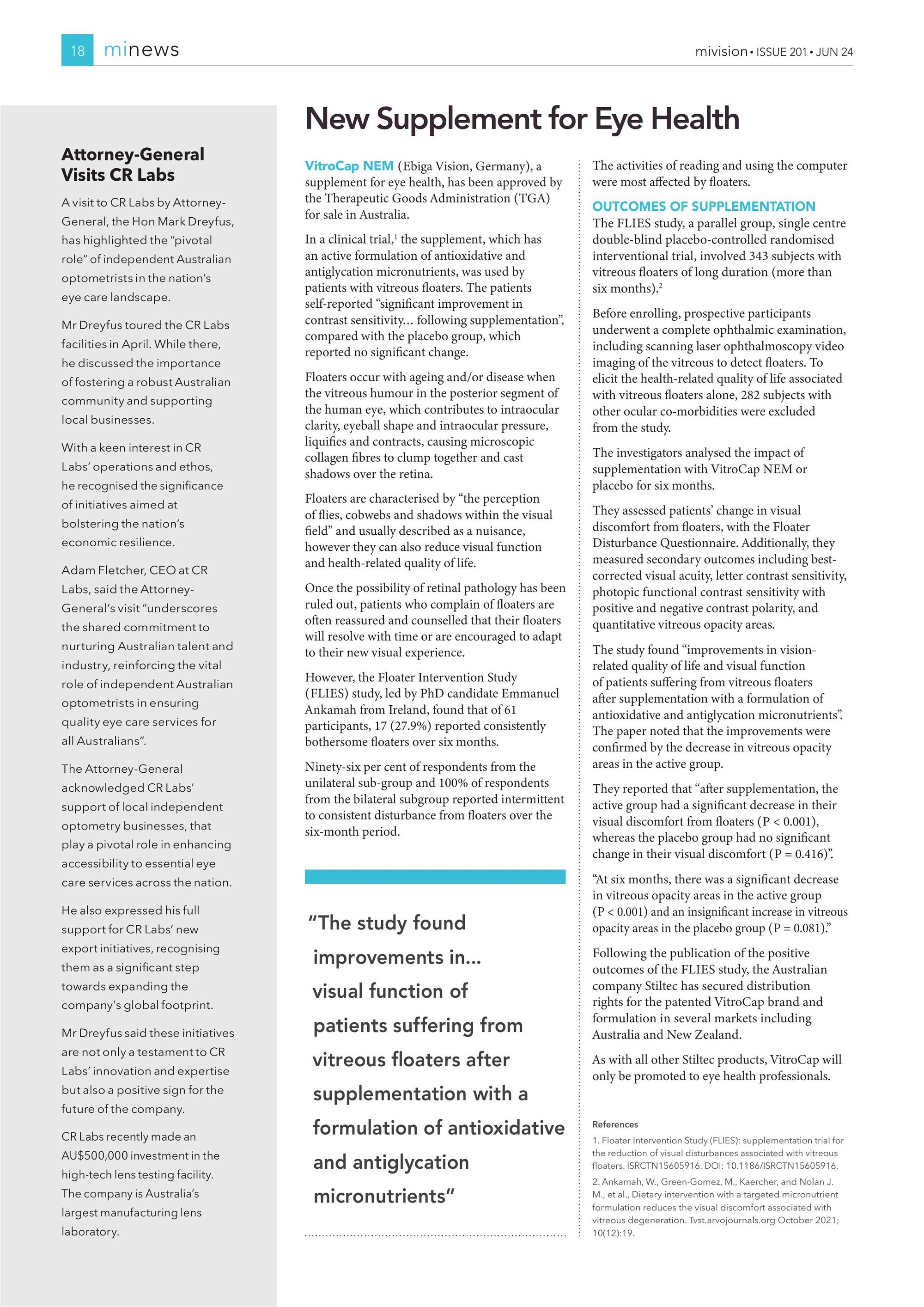 New Supplement for Eye Health