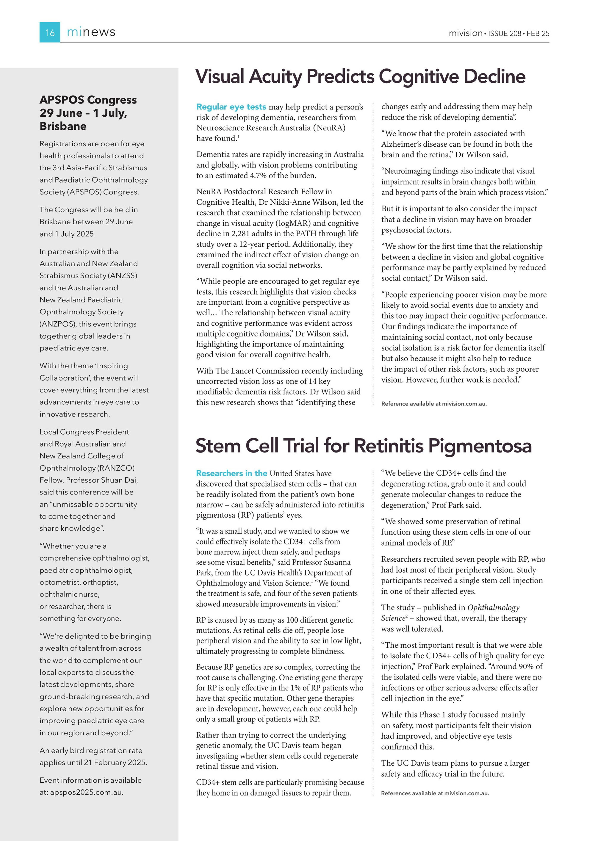 Visual Acuity Predicts Cognitive Decline