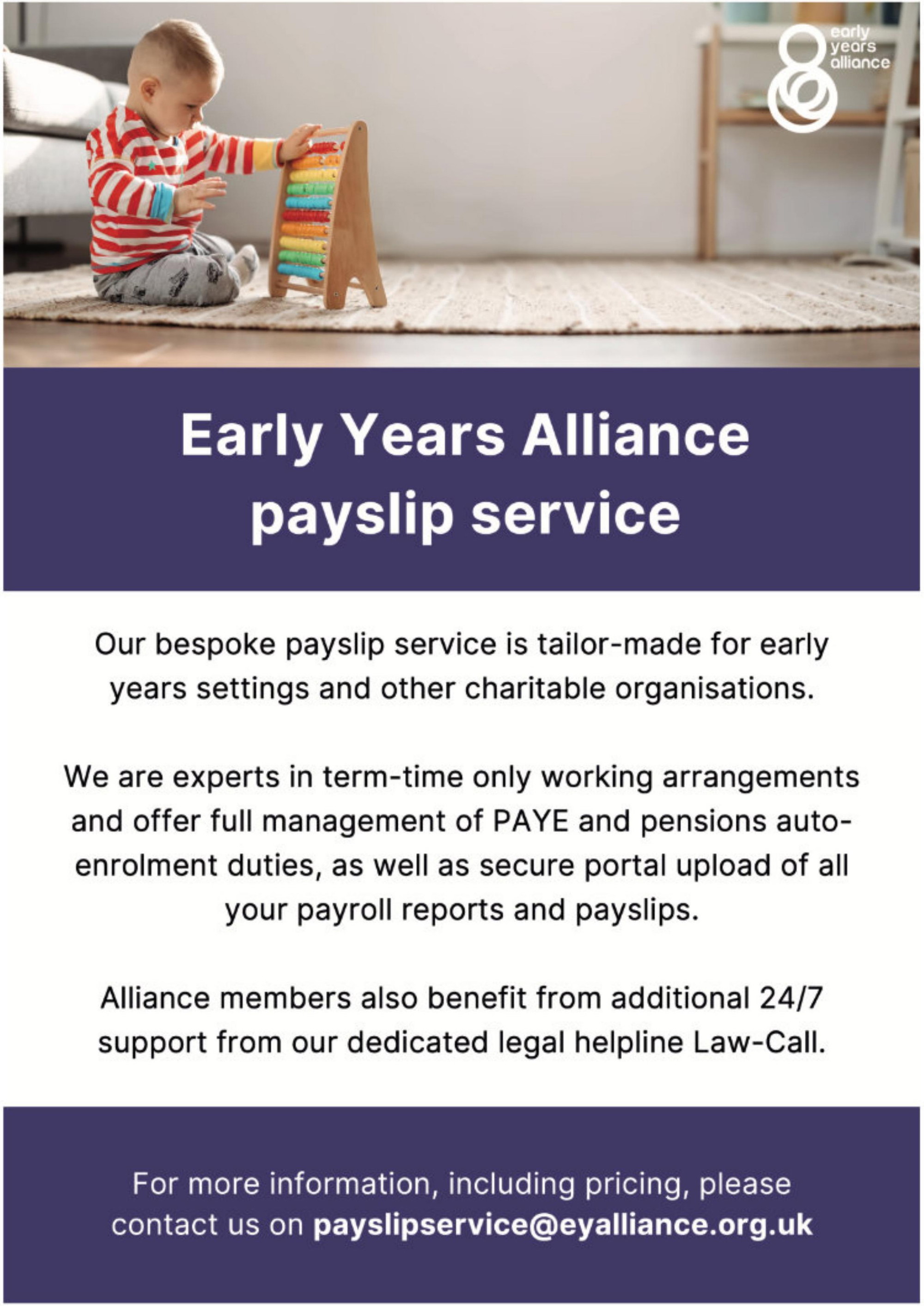 Advert: Early Years Alliance payslip service