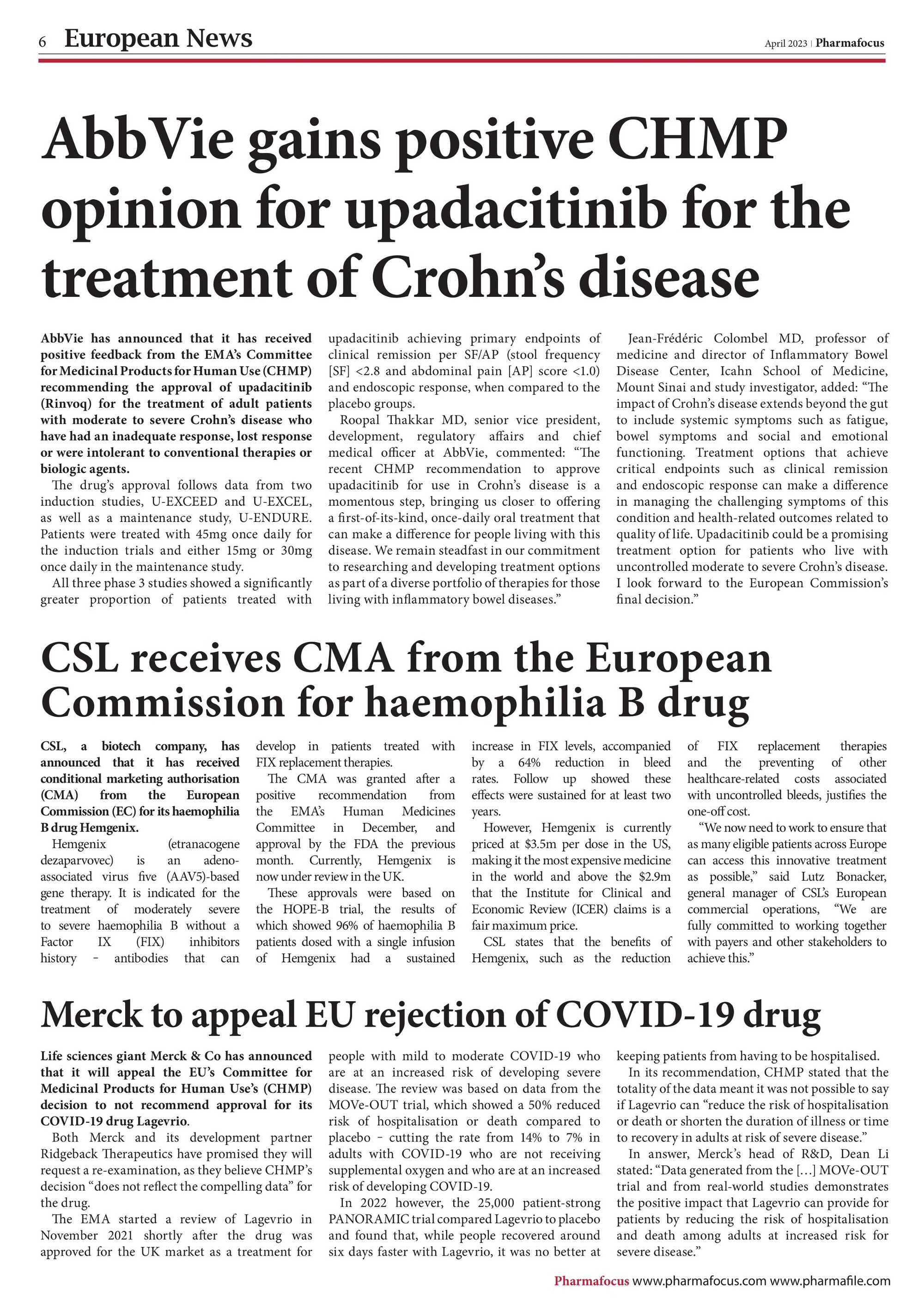 CSL receives CMA from the European Commission for haemophilia B drug