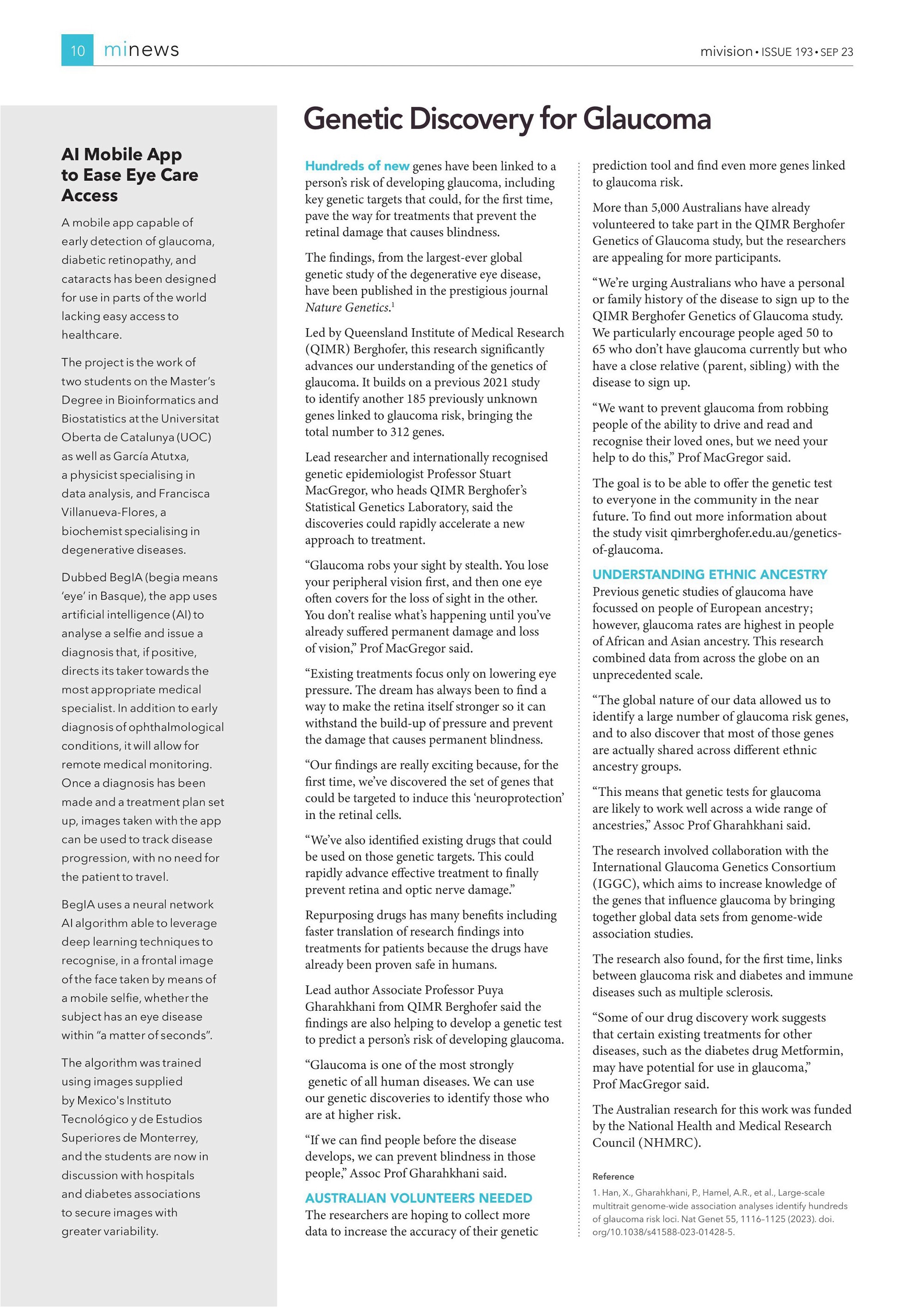 Genetic Discovery for Glaucoma
