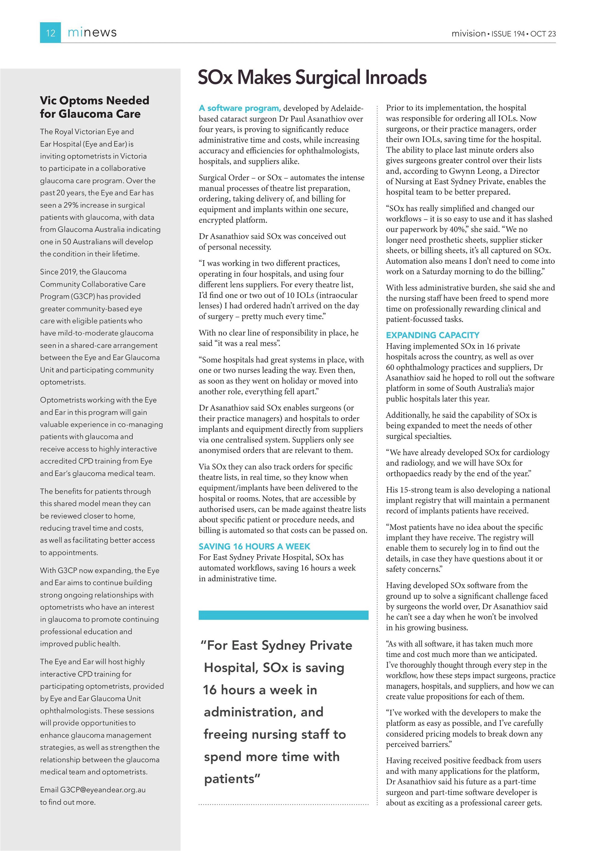 SOx Makes Surgical Inroads