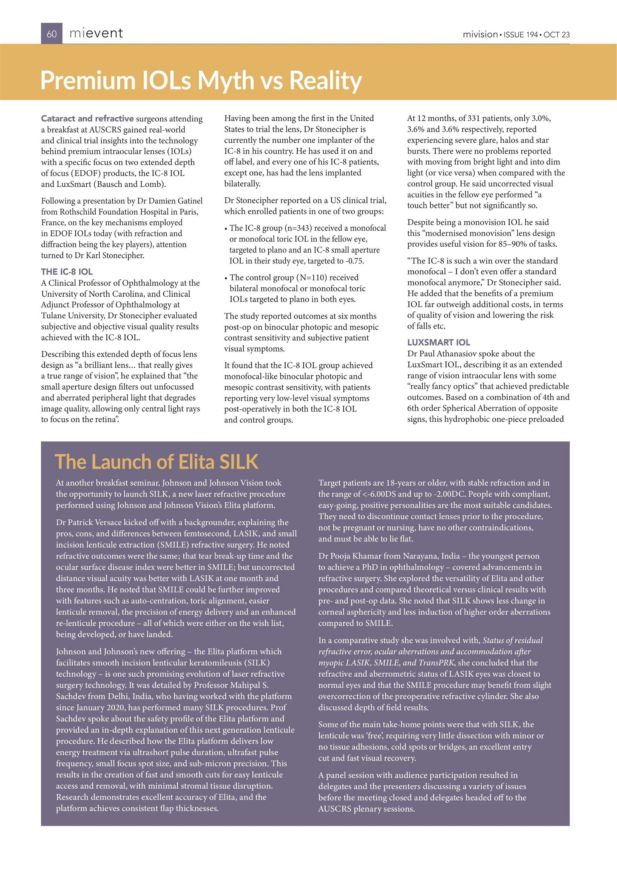Premium IOLs Myth vs Reality