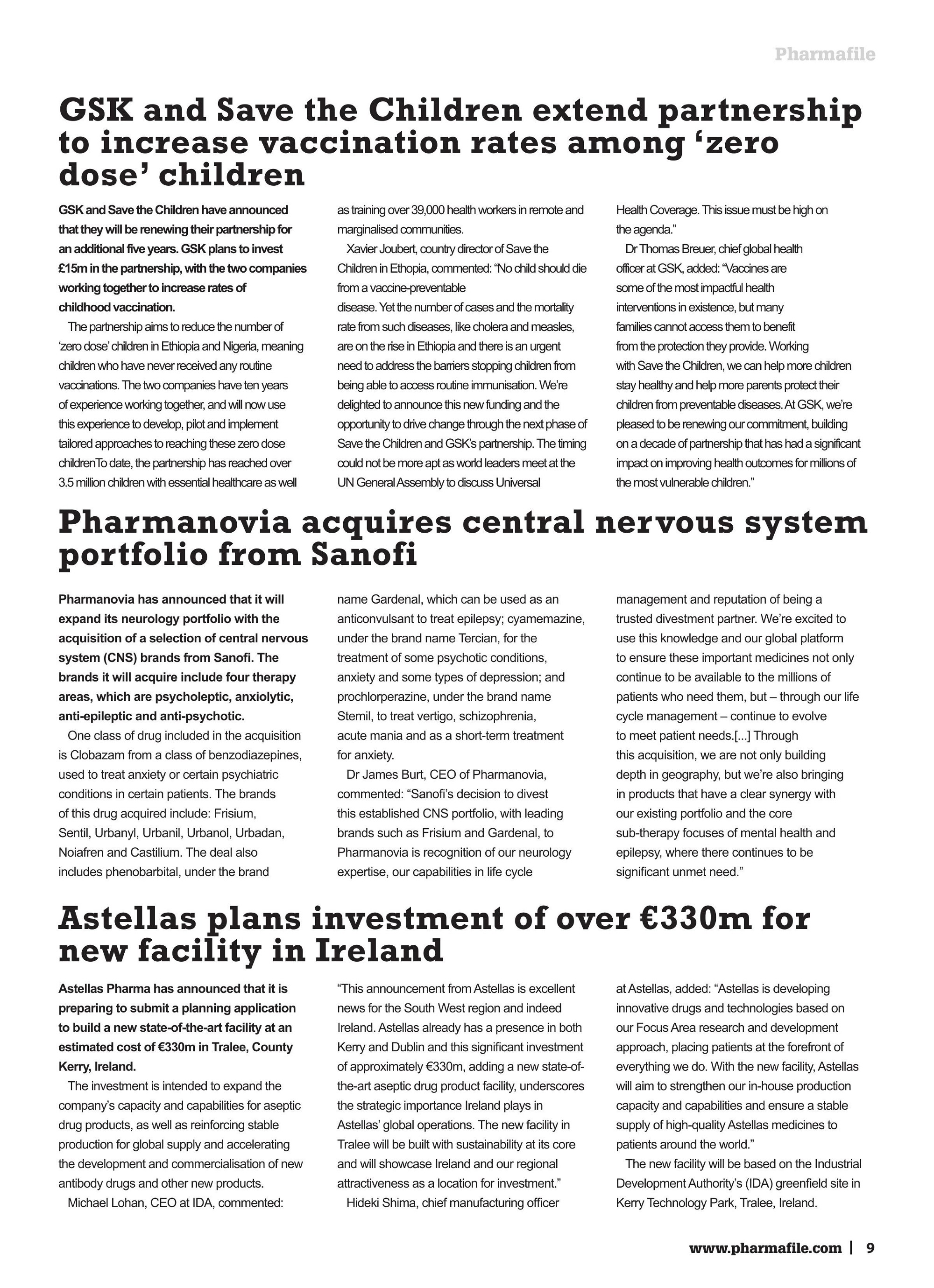 Astellas plans investment of over €330m for new facility in Ireland