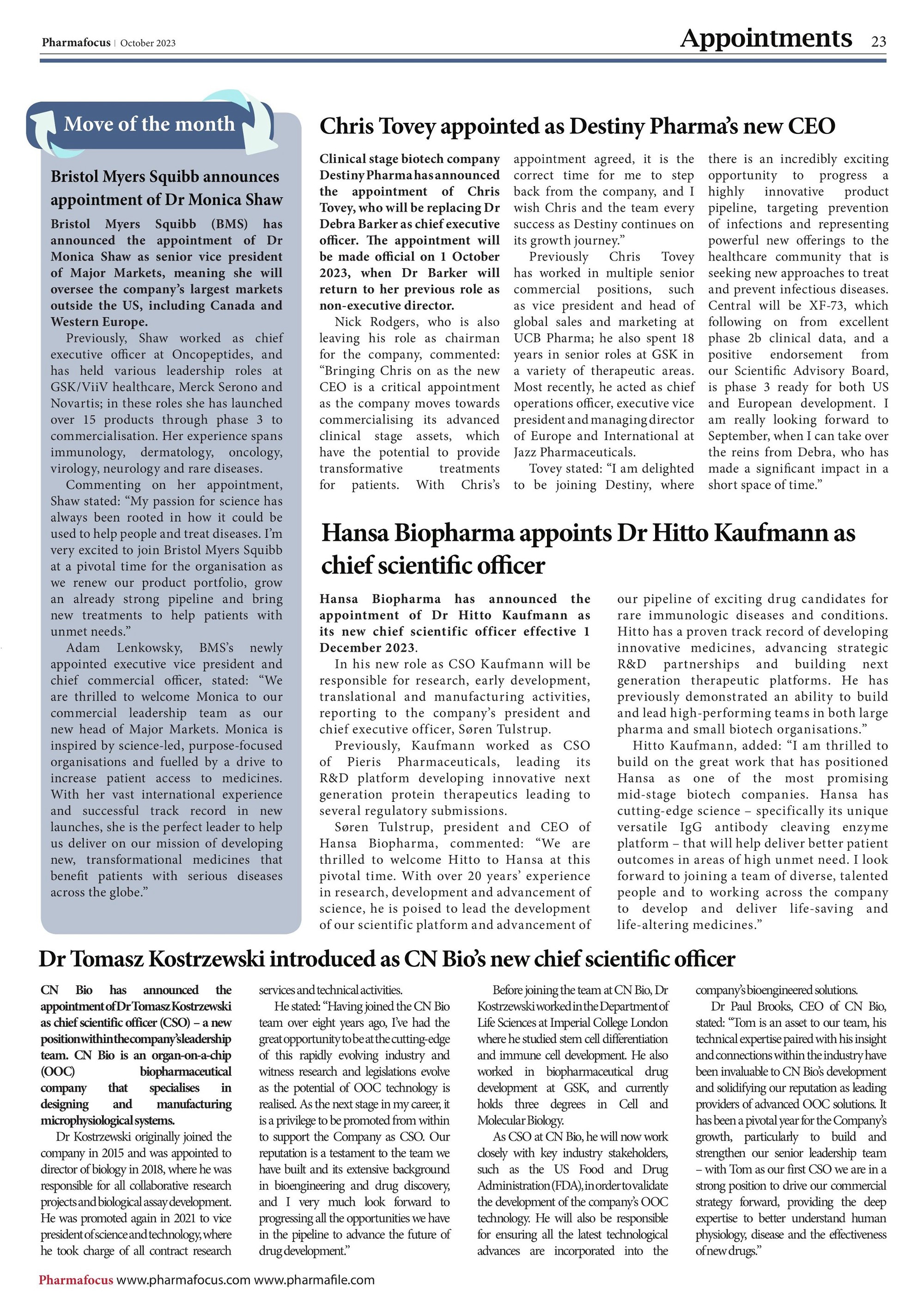 Chris Tovey appointed as Destiny Pharma’s new CEO