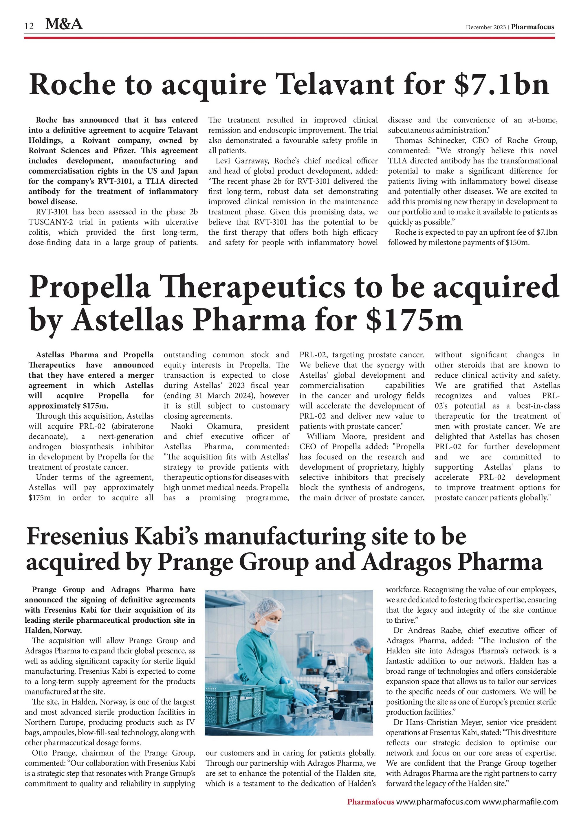 Propella Therapeutics to be acquired by Astellas Pharma for $175m