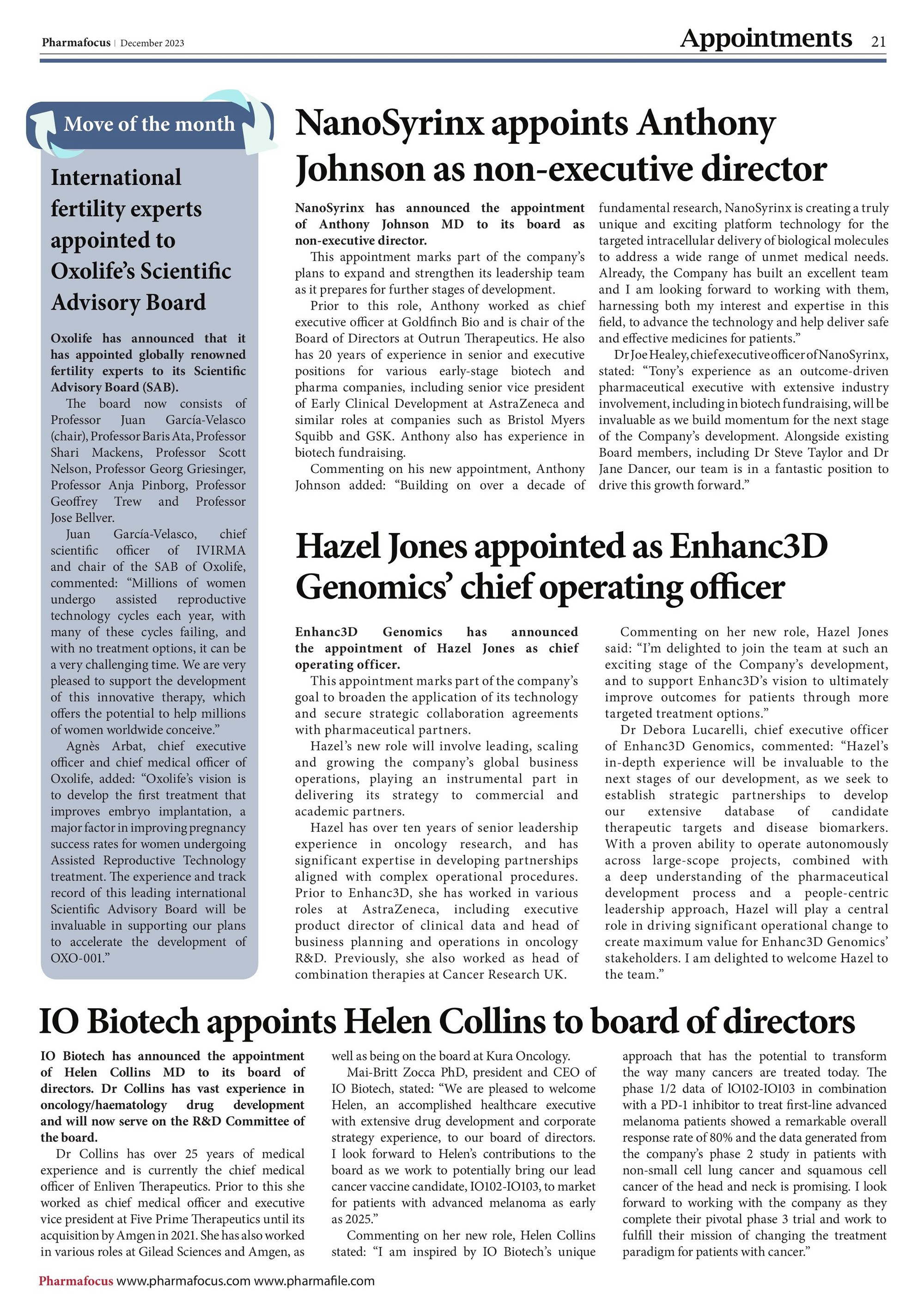 IO Biotech appoints Helen Collins to board of directors