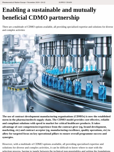 SUPPLY CHAIN - Enabling a sustainable and mutually beneficial CDMO ...