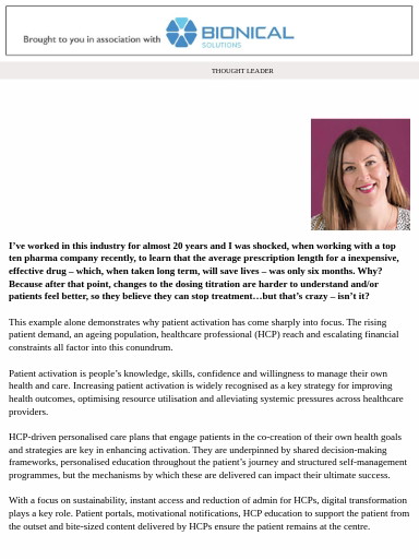33 TL BIONICAL SOLUTIONS - Patient activation – not just a strategy but ...